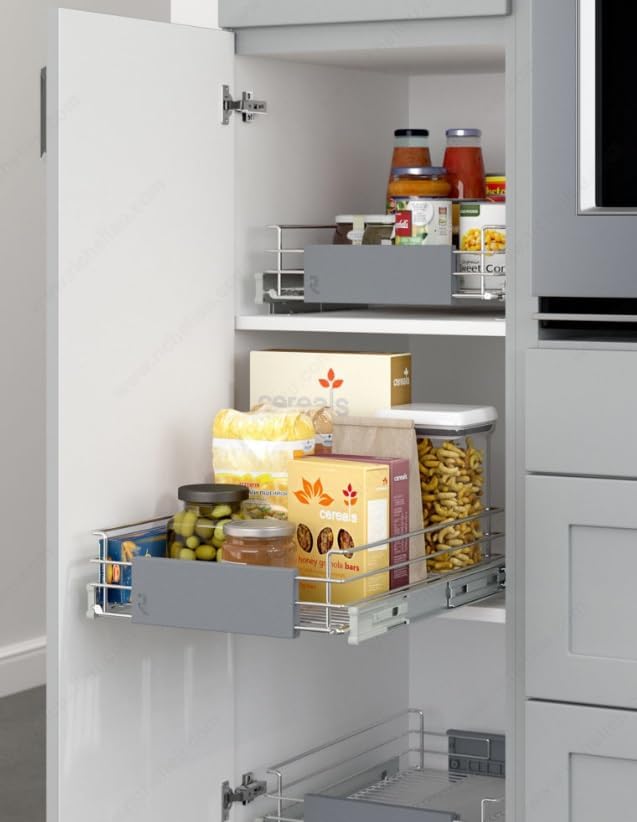Richelieu Heavy Duty Steel Adjustable Pullout Wire Basket Pots Pans Lid Cookware Pantry Cabinet Organizer